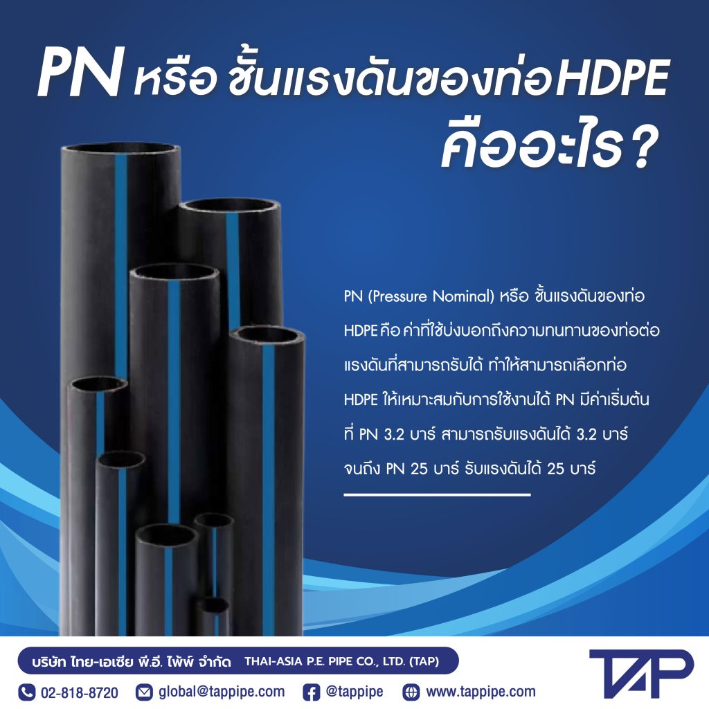 PN หรือ ชั้นแรงดันของท่อ HDPE คืออะไร? - Thai-Asia P.E. Pipe Co., Ltd.